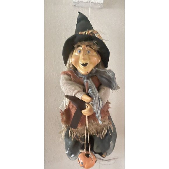 Holiday | Flying Hanging Kitchen Witch 16 Broom Halloween Pumpkin ...